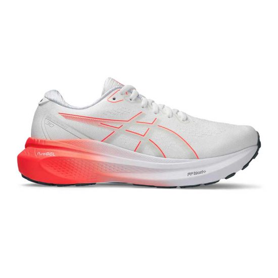 Asics Gel-Kayano 30 Women White/Sunrise Red : Avarin Running